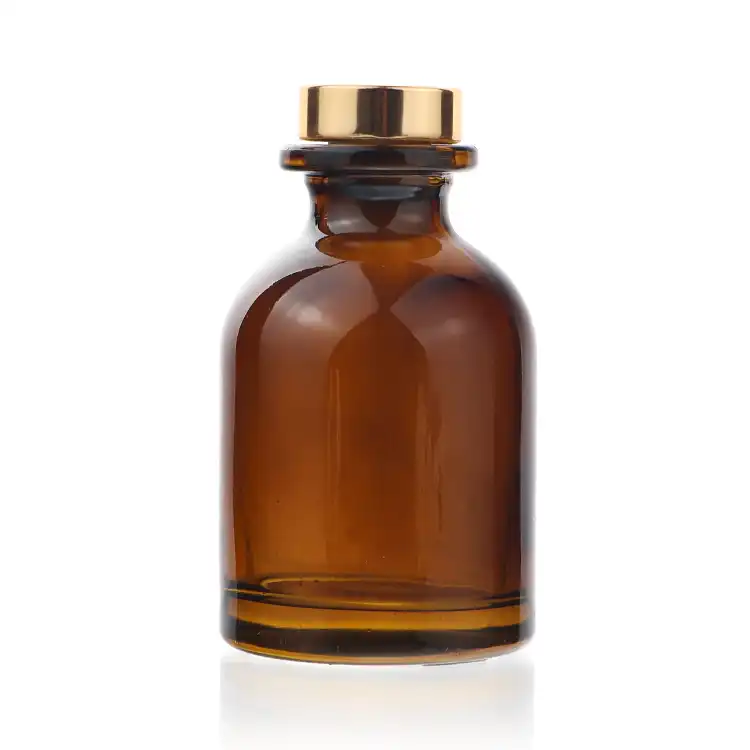 Wholesale 130ml Amber Color Reed Diffuser Glass Bottles with Cork Stopper