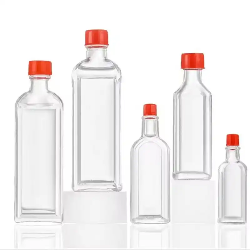 Wholesale 7ml 14ml 20ml 30ml 40ml 50ml Clear Square Medicated Oil Glass Bottles